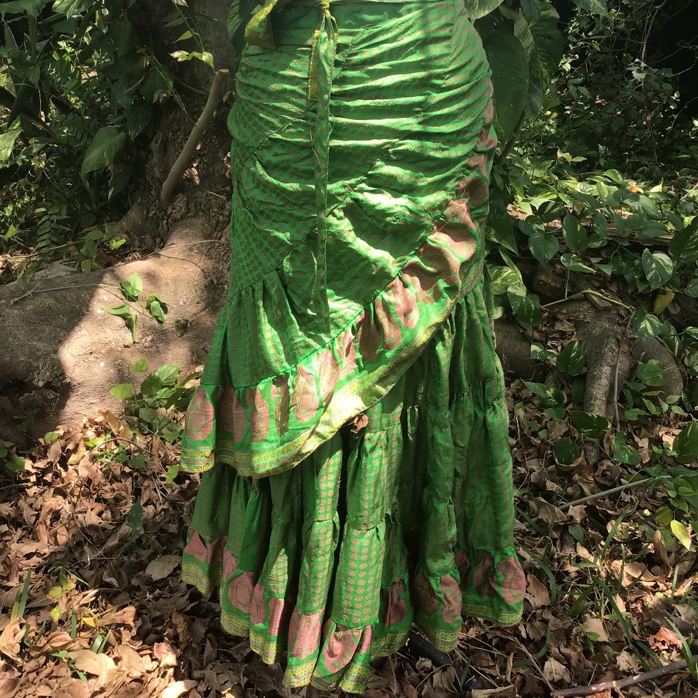 Wrap Around Silk Maxi Skirt - Gem